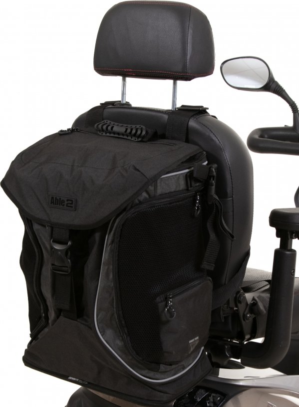 Scootmobiel tas Zwart krukhouder | Rugleuning scootmobieltas