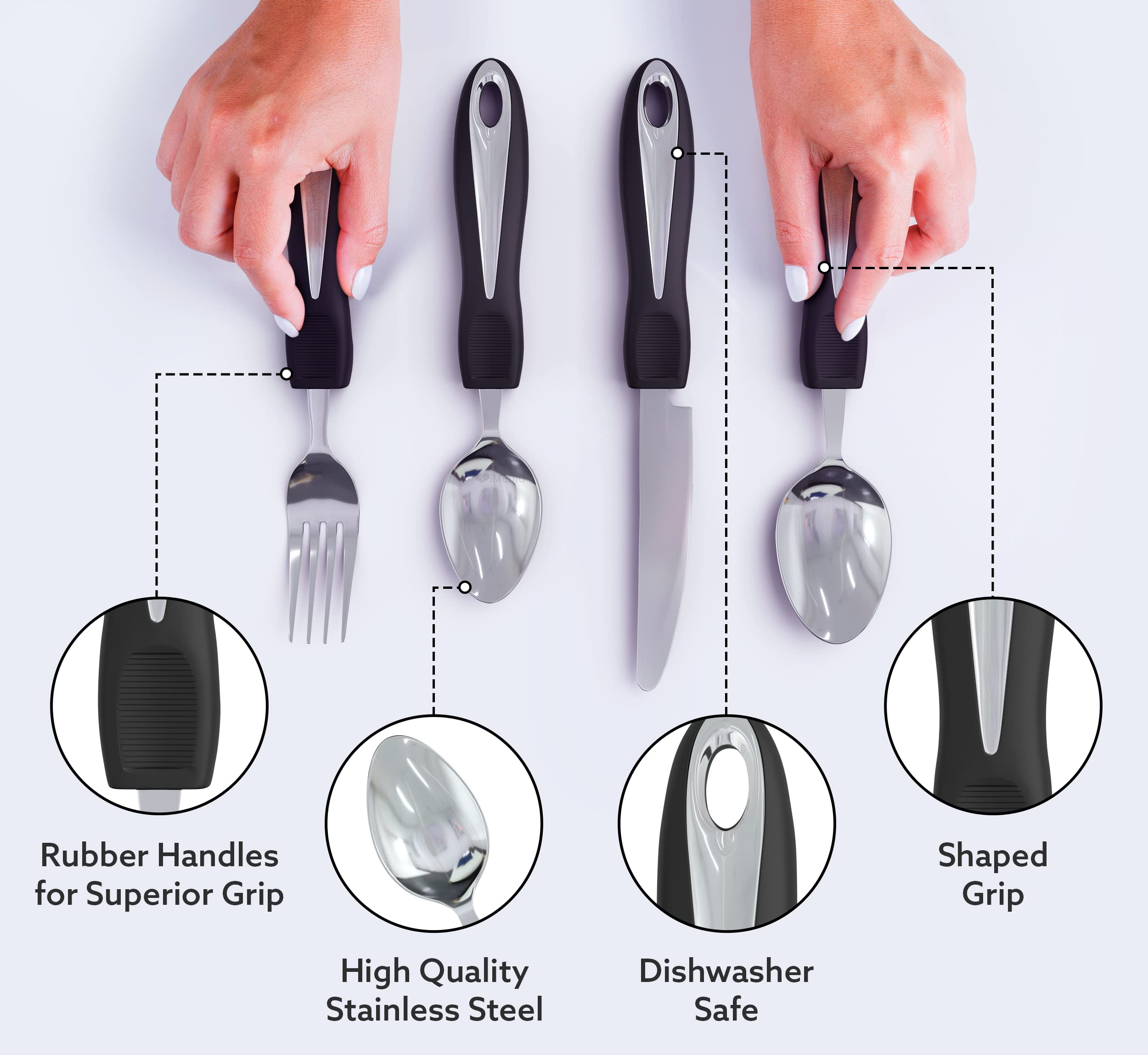 Ergonomisch bestek set Chique | Aangepast bestekset ouderen