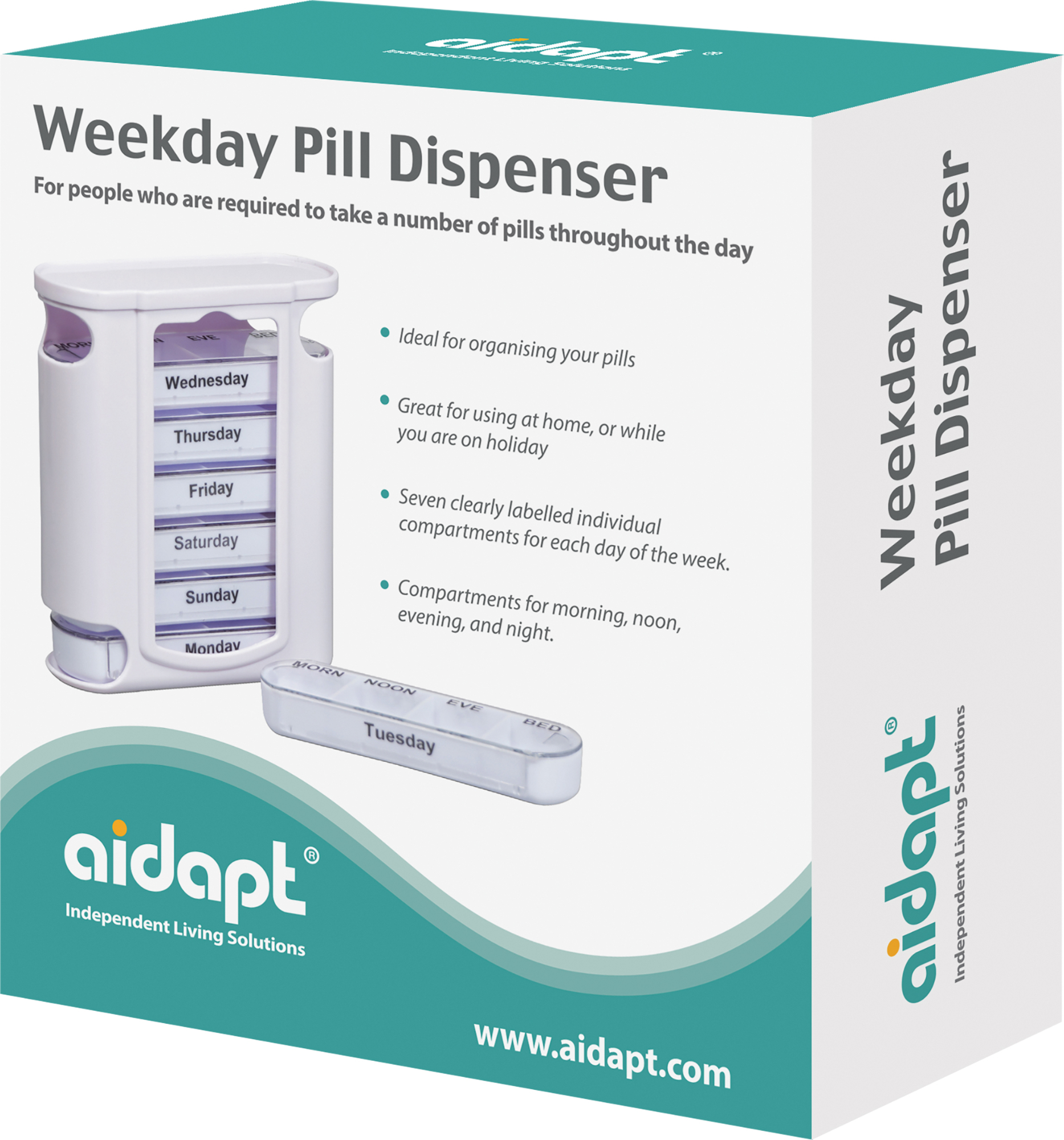 Medicijndoos week kopen | Pillendoos 7 dagen | Pillenbox - Aidapt