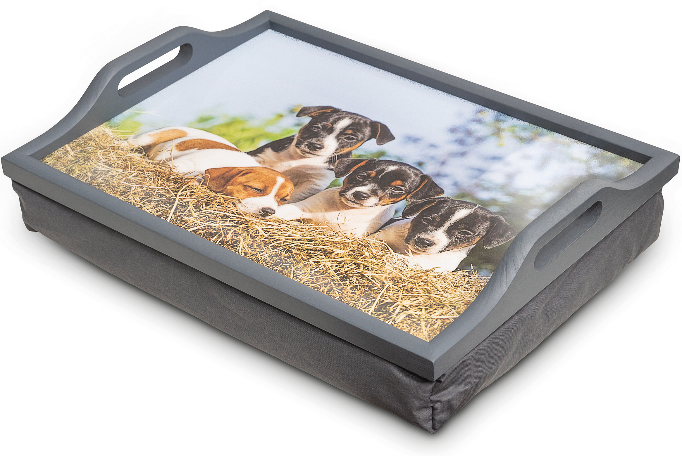 Schootdienblad | Schoot dienblad Puppy's | Schoottafel met kussen